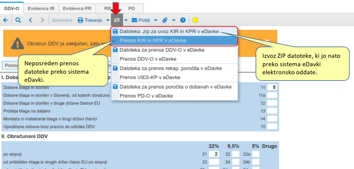 Obvezna predložitev evidence obračunanega DDV in evidence odbitka DDV ...